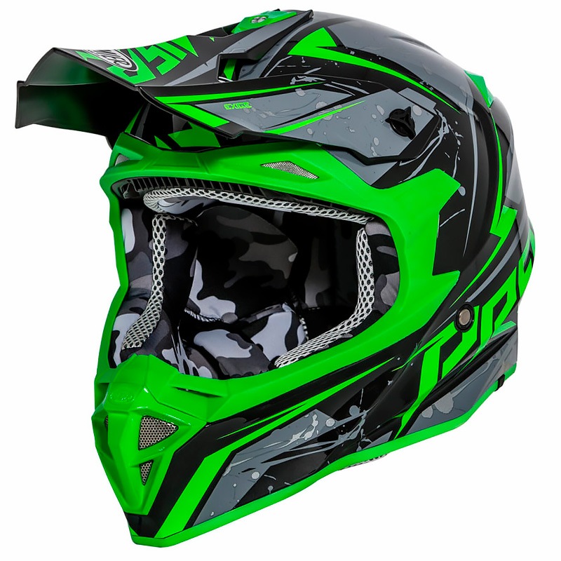 CAPACETE CROSS / ENDURO PREMIER EXIGE QX7 PRETO / VERDE - Oferta